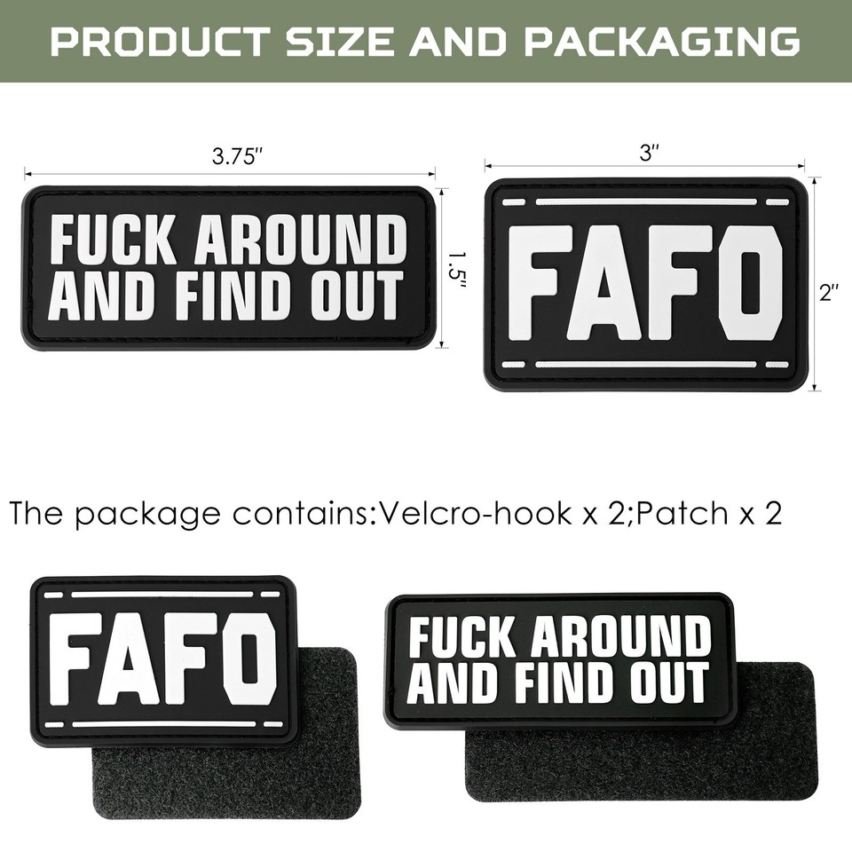 FAFO PVC Patches [2-Pack] F*** Around and Find Out, Funny Tactical ...