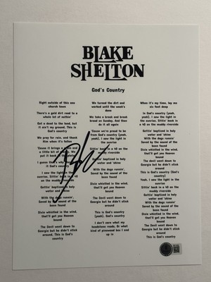BLAKE SHELTON SIGNED GODS COUNTRY LYRIC SHEET AUTOGRAPHED COUNTRY ...