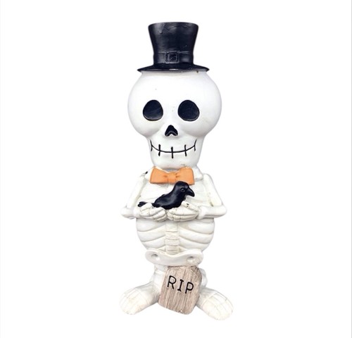 Halloween Uncle Billy Bones Skeleton Statue Holding Raven RIP New Decor ...