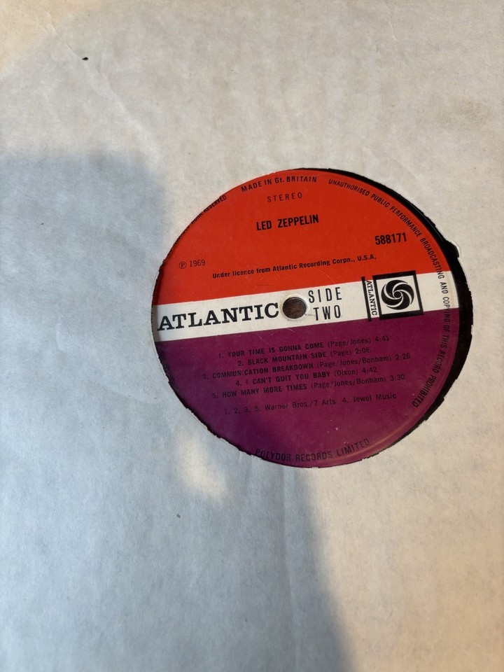 LED ZEPPELIN DEBUT LP UK TRI COLOUR ATLANTIC FIRST PRESSING 588171 A1 ...