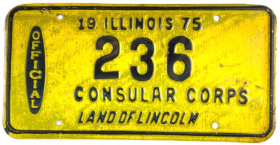 Vintage Illinois 1975 Consular Corps License Plate Government Decor ...