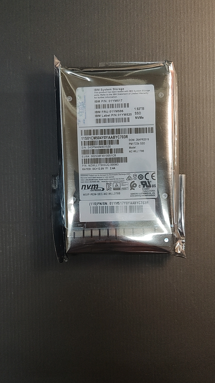IBM 01YM586 - 01YM517 1.92TB 2.5in NVMe Flash drive w/Tray | eBay