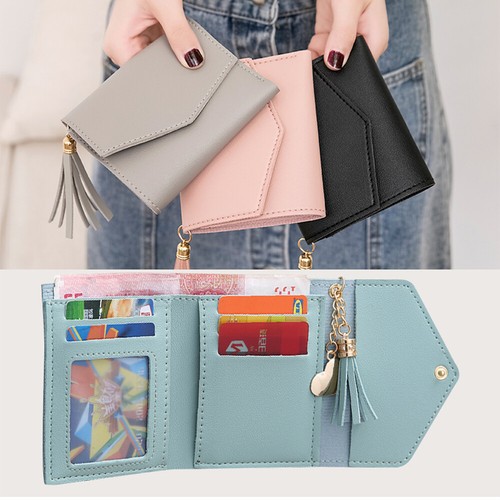 Women Mini Wallet PU Leather Small Purse Credit Card Holder Slim Card ...