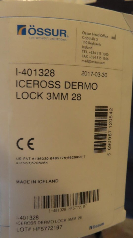 OSSUR ICEROSS DERMO LOCK 3MM 28 PROSTHETIC LINER GRAY 5690967120542 | eBay
