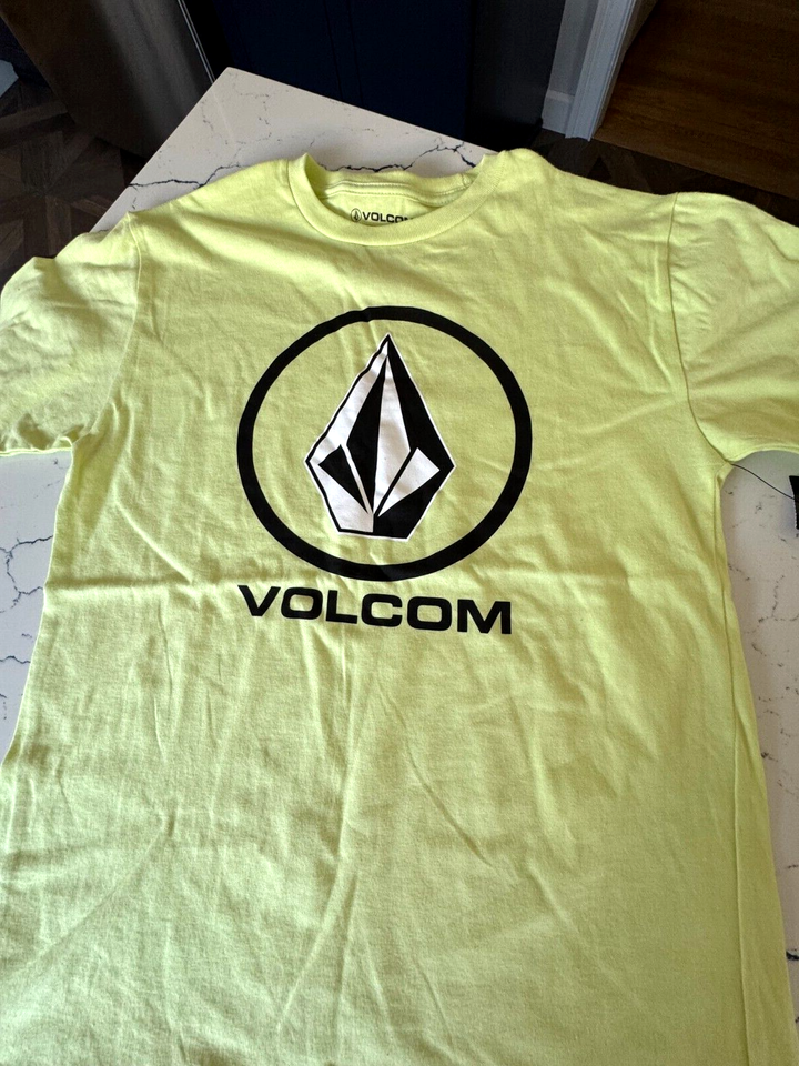 Volcom Big Boys Crisp Stone Logo Tee - Size Large - Yellow | eBay