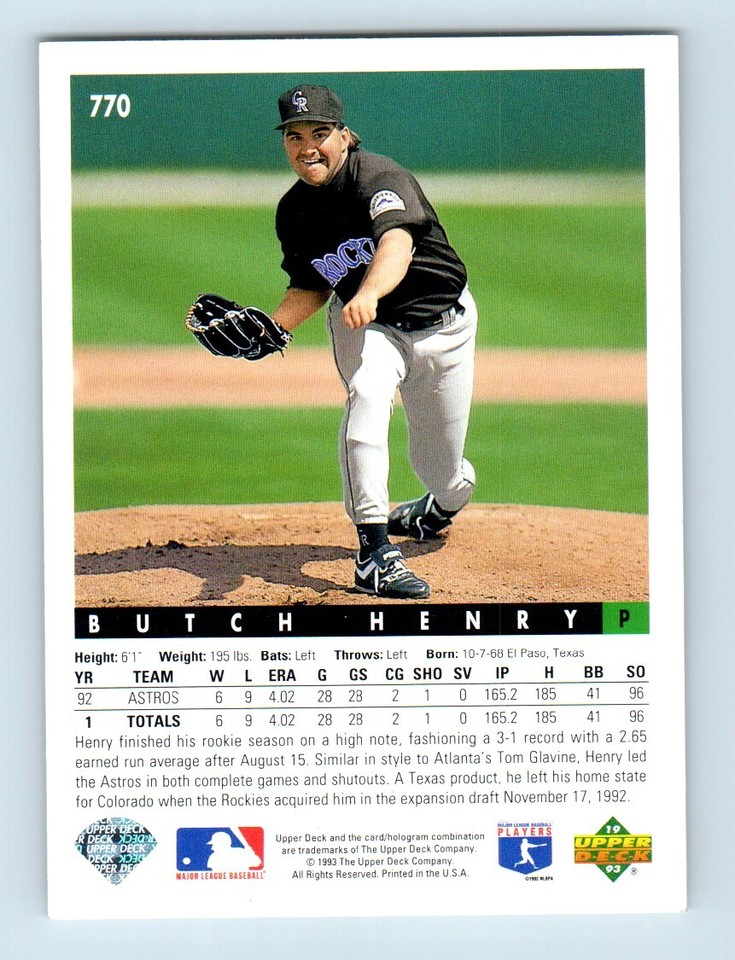 1993 Upper Deck Butch Henry Colorado Rockies #770 | eBay