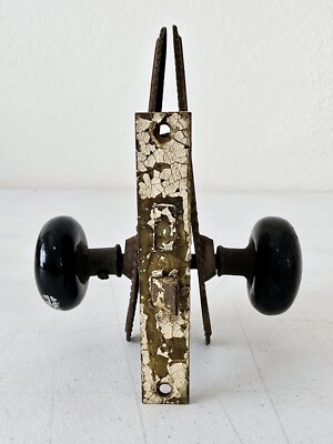 Antique Penn Mortise Style Door Lock Black Porcelain Knobs Brass Steel ...