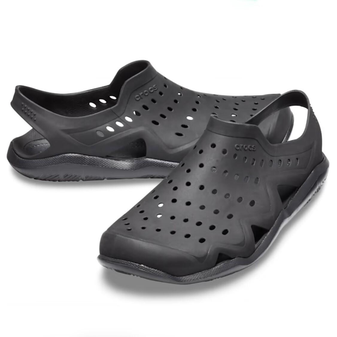Crocs Swiftwater Wave Black Iconic Slip On Sandals Water Shoes Mens ...
