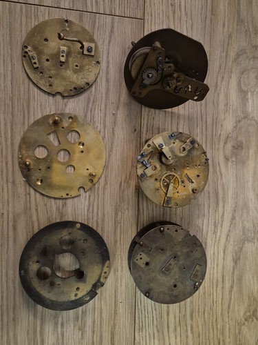 Antique Round French Clock Movement Spare Parts Mainspring Plates Bell ...