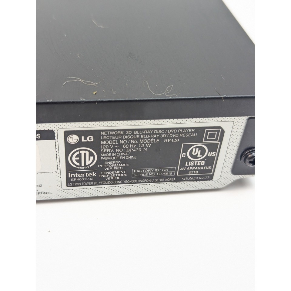 LG BP420 Network 3D Blu-Ray Disc DVD Player Smart Streaming Media ...