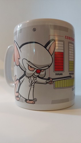Vintage 1997 Pinky and the Brain Big Coffee Mug - White Science Lab ...