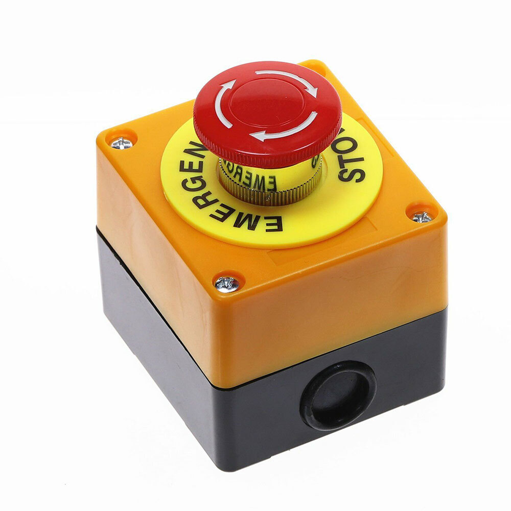 USA 10Pcs 22mm 10A Mushroom Emergency Stop Shut Off Push Button Switch ...
