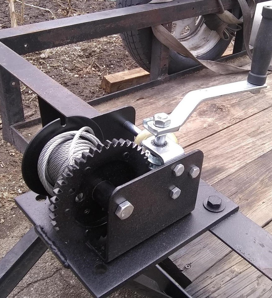 HAND WINCH 1 Ton Capacity Portable Worm Gear Crank Trucks Trailers ...