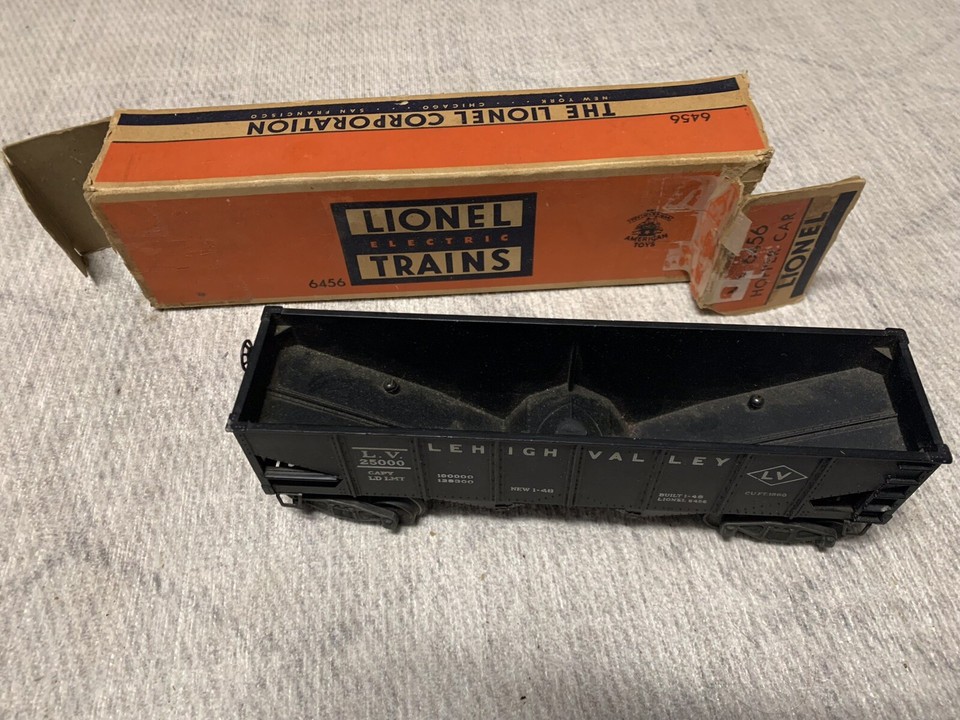 Lionel 6456 Lehigh Valley postwar Black O gauge Hopper Car with o/box ...