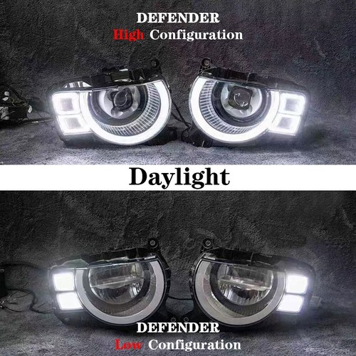 Pair LED Headlights Upgrade Front Lamps For Land Rover Defender 90/110 ...