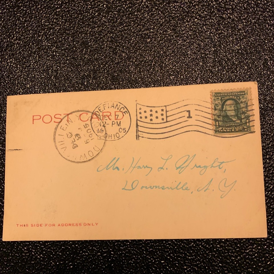 1905 postcard from Defiance Ohio to Downsville NY marked Dec. 9 1905 | eBay