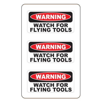 Warning Watch For Flying Tools (3 Pack)HardHat Sticker (size: 2" x 1 ...