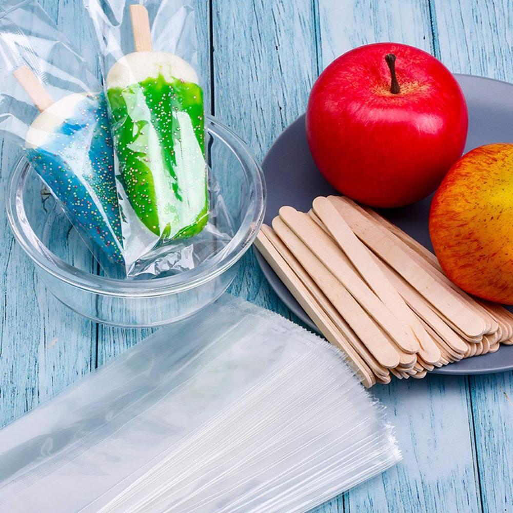 100set Food Grade Clear Popsicle Bags Sealing Bags Disposable Ice Lolly ...