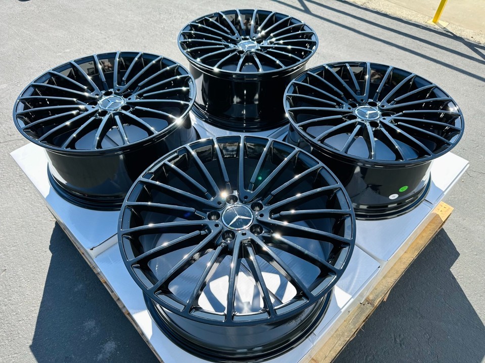 4 NEW 19" Black Wheels 19x8.5 Squared Rims Fits: Mercedes E300 E350 ...