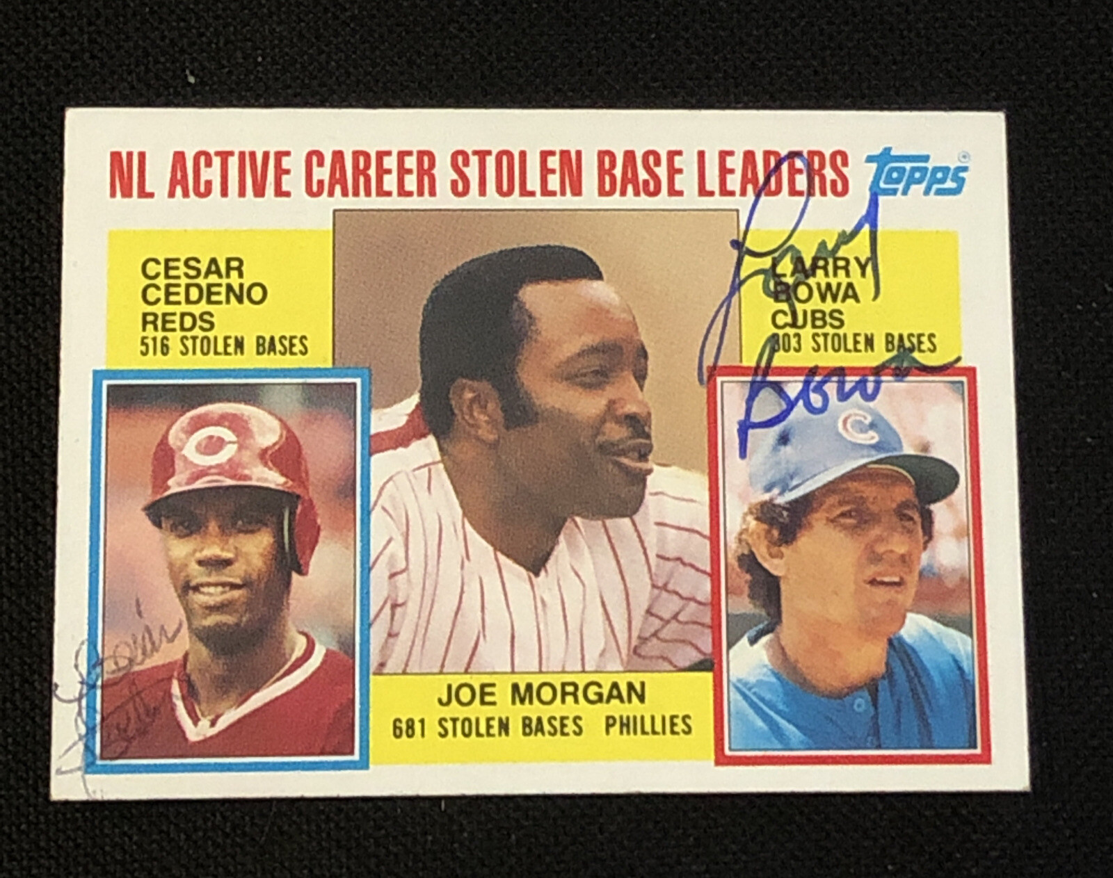 CESAR CEDENO & LARRY BOWA 1984 TOPPS LEADERS SIGNED AUTOGRAPHED CARD ...