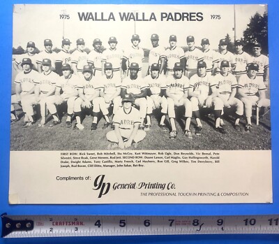 1975 Walla Walla Padres Team Photo - San Diego -8.5"x11" / Rick Sweet ...