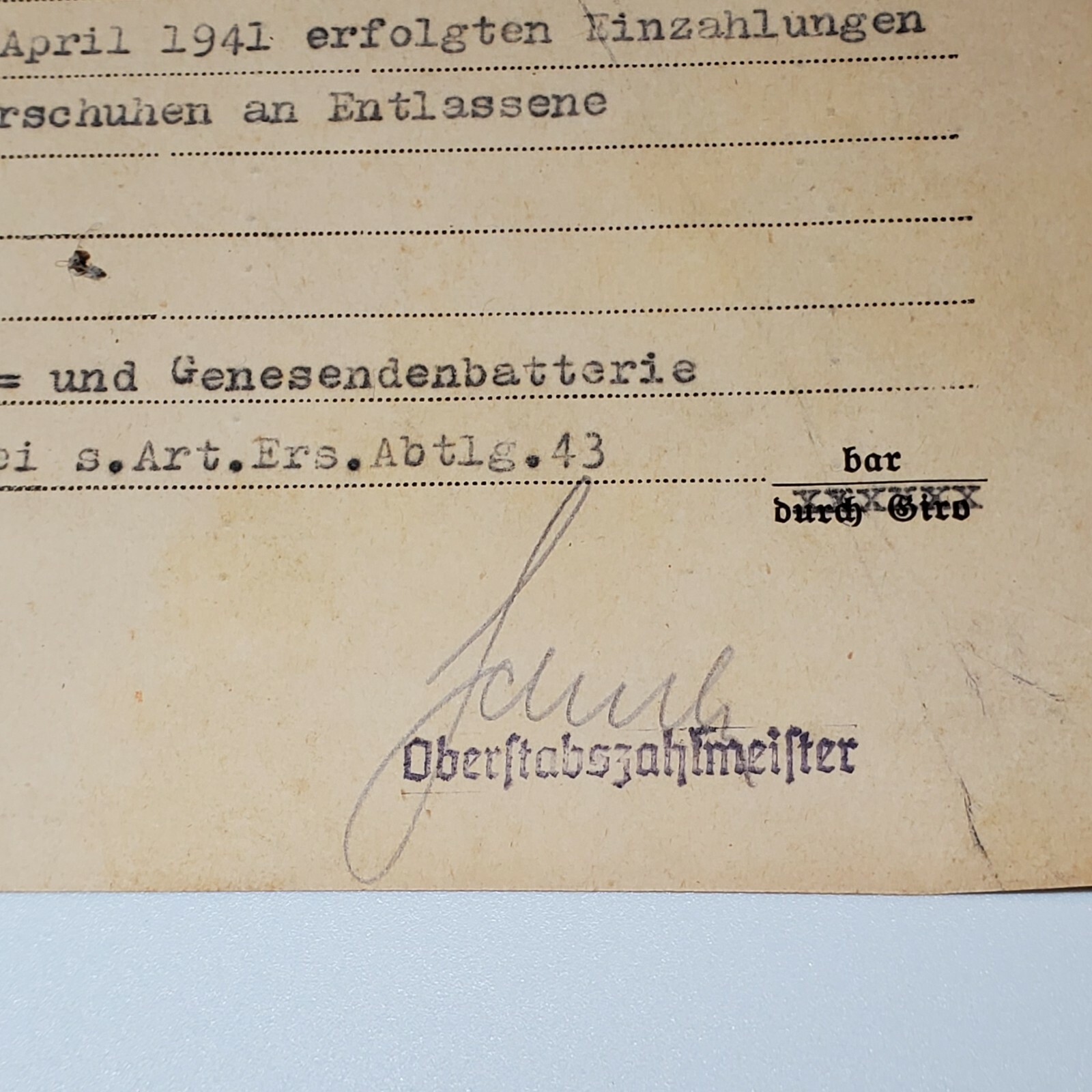 Original WW2 WWII German Wehrmacht document Artillery 1941 receipt ...