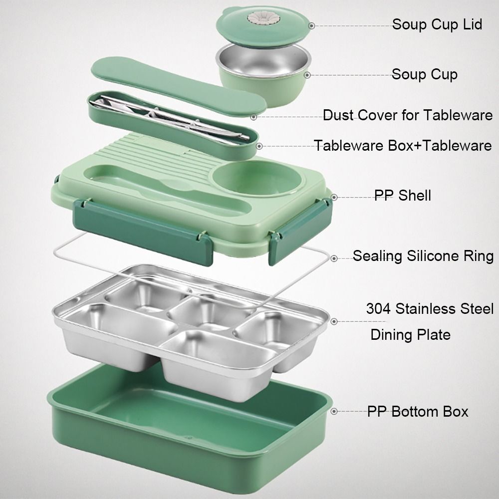 Microwavable Food Storage Container 304 Stainless Steel Bento Box ...