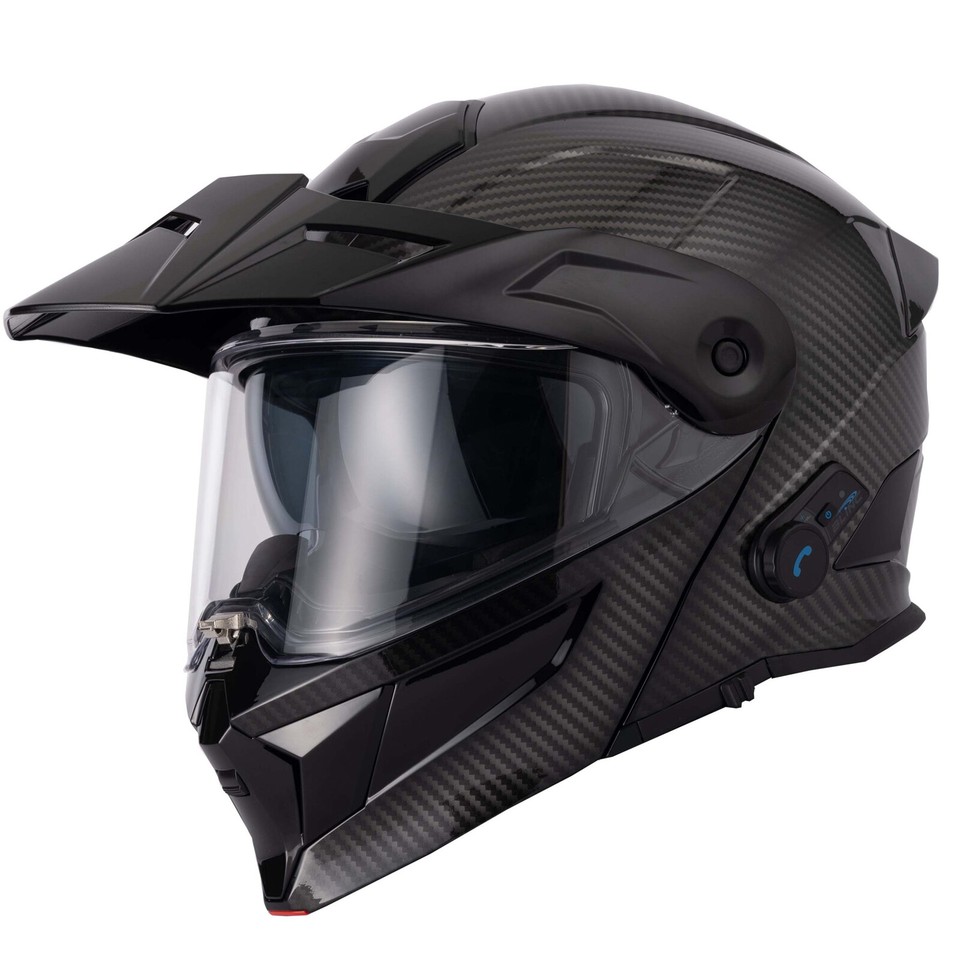 MODULAR BLUETOOTH MOTORBIKE HELMET VCAN H276 SONIC CARBON FULL FACE ...