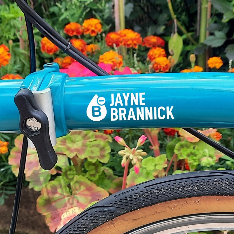 x2 PERSONALISED BLOOD TYPE BIKE FRAME NAME STICKERS VINYL DECAL CYCLE ...
