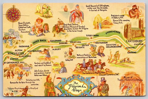Postcard The Pilgrim's Way artistic map O22 | eBay