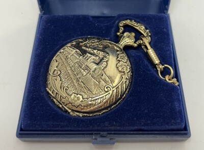 Vintage Michel Rene Wind Up 17 Jewel Pocket Watch W/ Train Scene Not ...