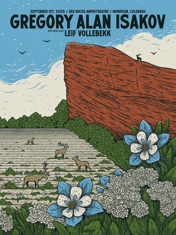 Gregory Alan Isakov Red Rocks Amphitheatre August 31st September 1st 2025 Poster | eBay