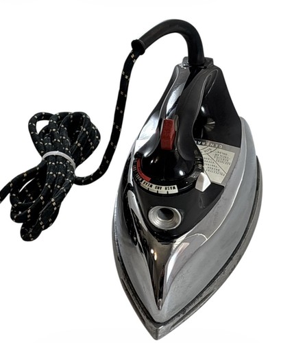 Vintage GE Electric Steam Iron CAT 100F70 Chrome Wash & Wear USA 1100W ...