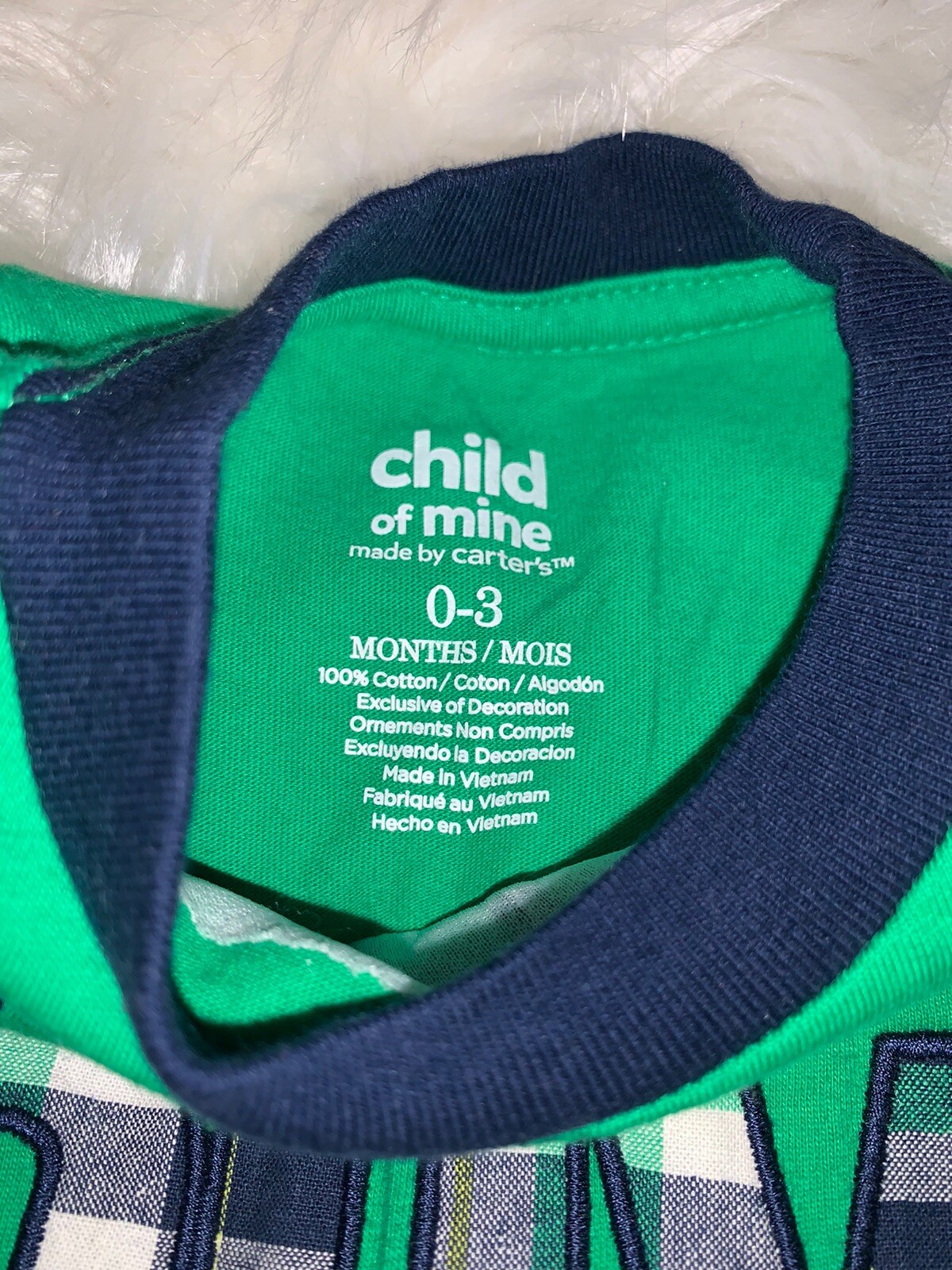 Carter’s Baby Boy 0-3 Green Blue “Little Guy” Shirt Top Plaid Words | eBay