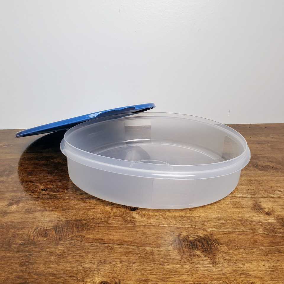 Tupperware 12" Round Pie Cookies Cupcake & Pizza Keeper Container Blue ...