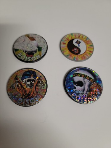 Vintage Lot of 4 Poison Skull Heavy Steel Slammer Pogs from the early ...