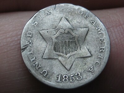 1853 Three 3 Cent Silver Trime- 3CS, Fine/VF Details | eBay