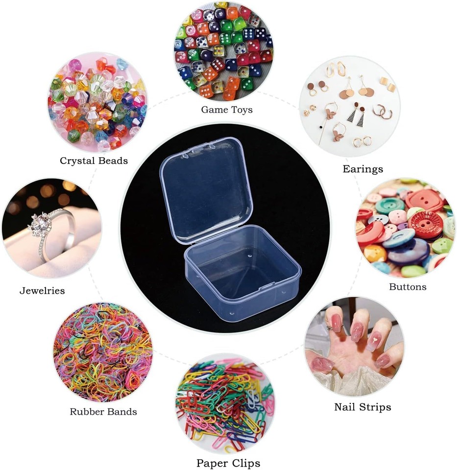 24x Small Plastic Storage Boxes Container Square Box Coins Screws ...