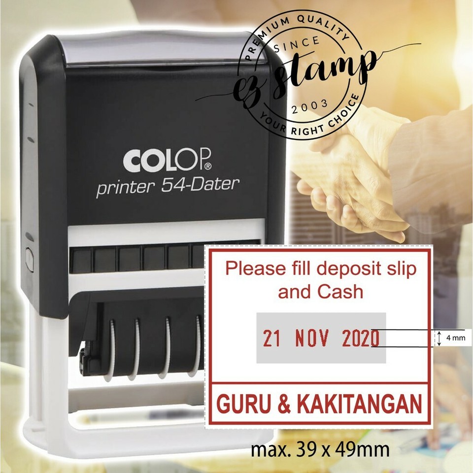 Date Stamp with Custom Text - Colop Printer 54 Dater - 40x50mm | eBay