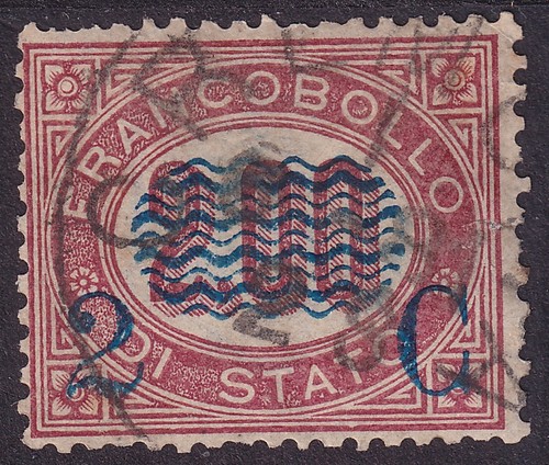 ITALY 42 FROM 1877 2c on 1L USED SECONDS TORN W140 PF14 SINGLE ...