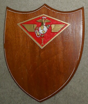 VTG USMC Marine Air Wing I (1st MAW) Hand Carved & Painted Comm ...