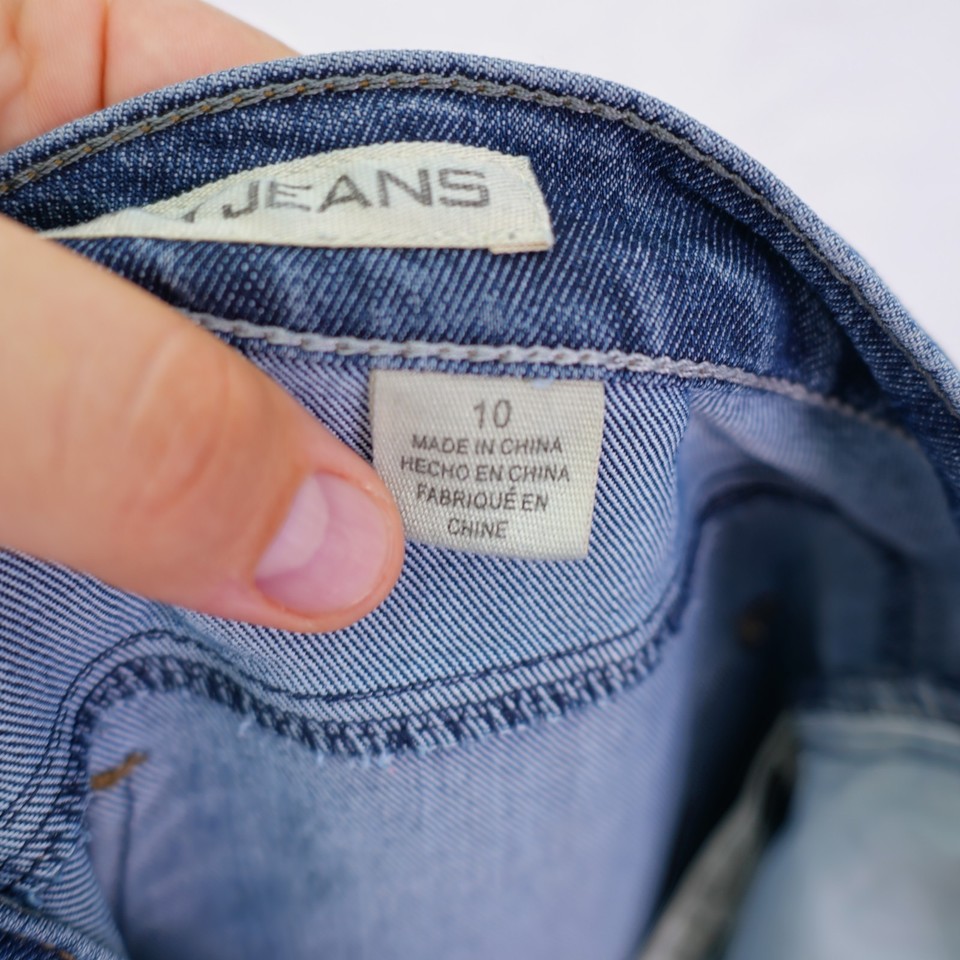 DKNY Blue Denim Jeans Stone Wash Whisker -10- 33 / 31 Mid Rise Cotton ...