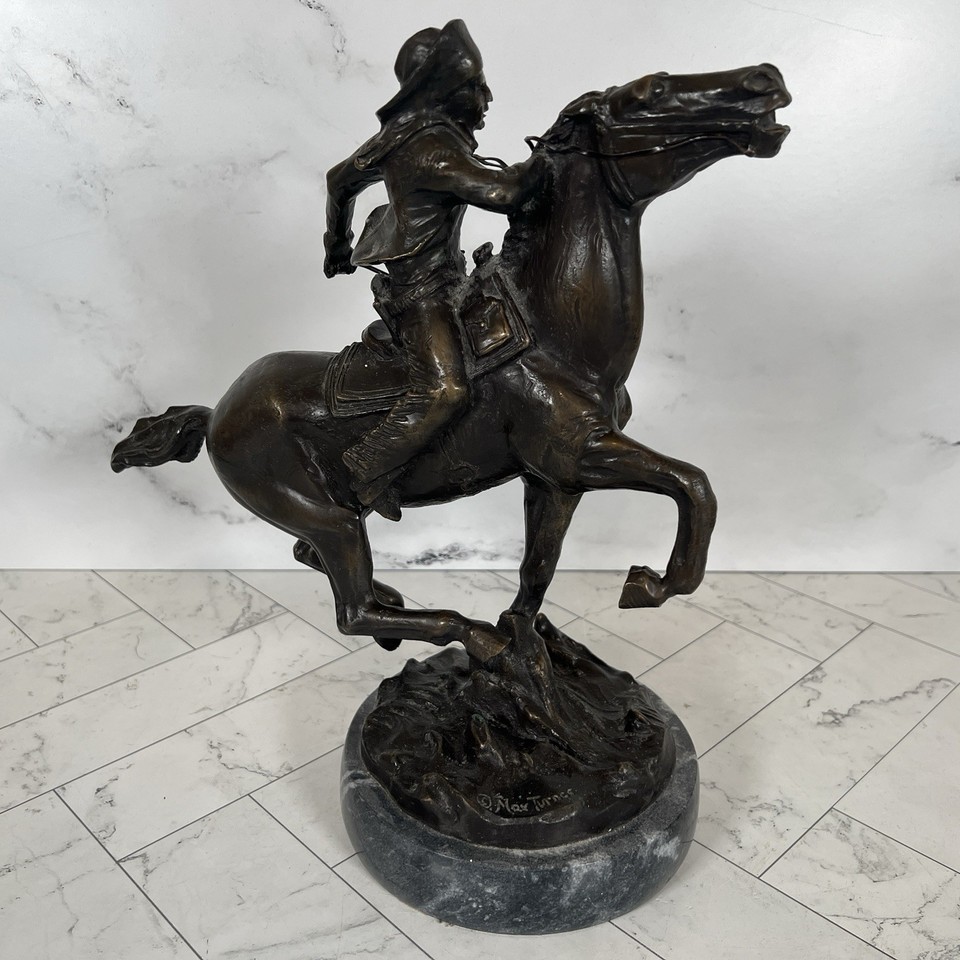 The Pony Express Bronze Sculpture Marble Base By Max Turner Signed West ...