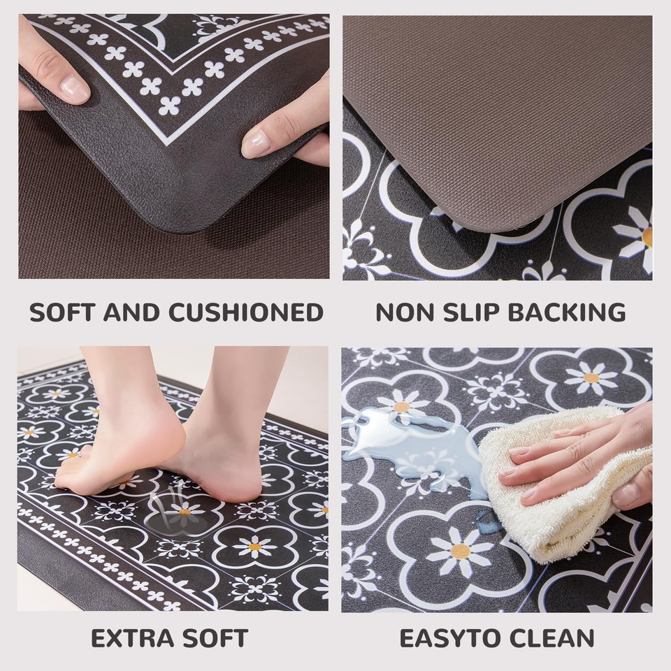 Kitchen Mat, [2 PCS] Kitchen Rugs, Cushioned Anti-Fatigue Non-Skid ...