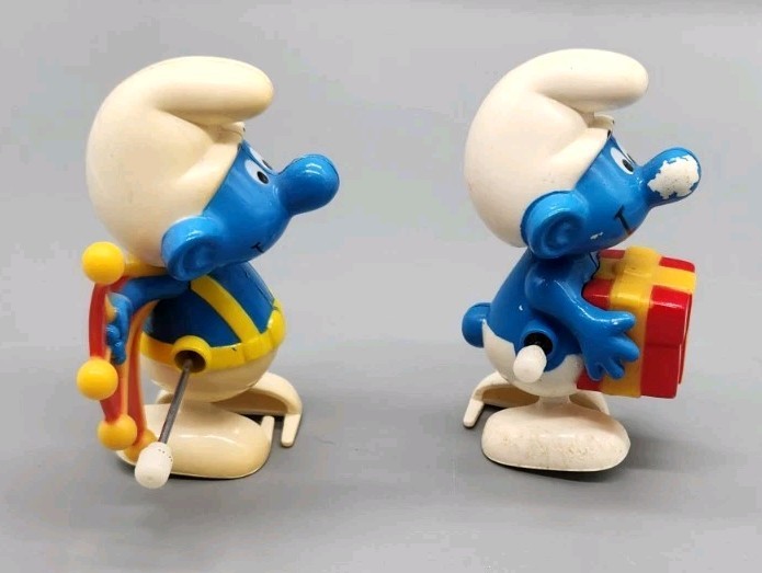 Smurf Wind Up Walking Flying Smurf Jokey Smurf 1982 Galoob Peyo Vintage ...