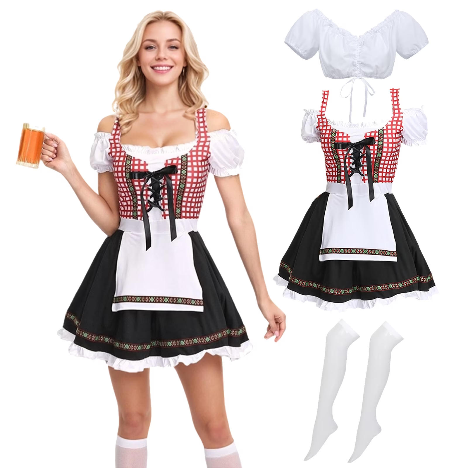 Oktoberfest Costume Women German Bavarian Beer Dirndl Dress 313094998949| eBay