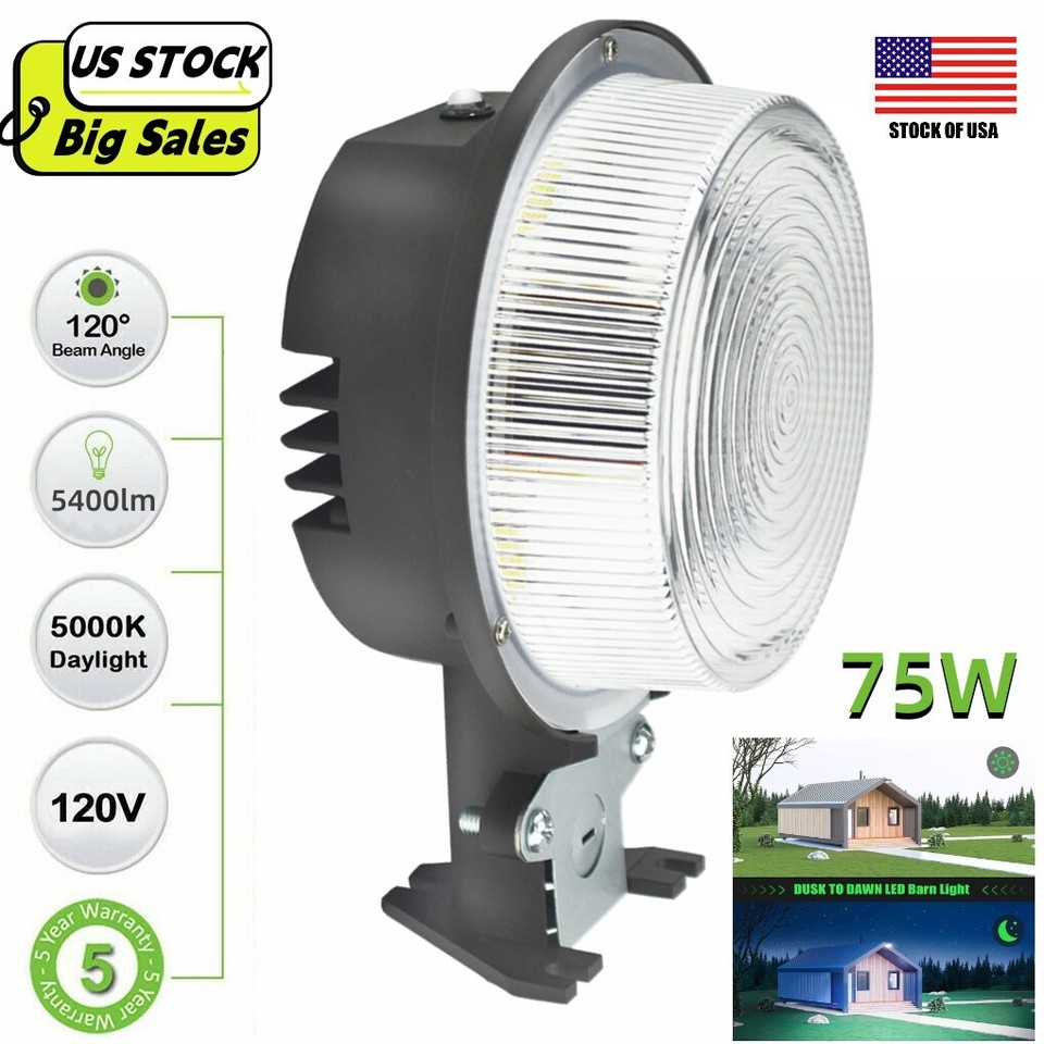 LED Barn Light 75W Dusk to Dawn Outdoor Lighting with 8400LM 5500K ...