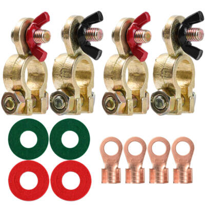 4x,Solid Brass Battery Terminal Connector Top Post End Clamps Set for ...