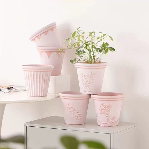 Vintage Boho White Terracotta Flower Pots, Breathable Roman Clay ...
