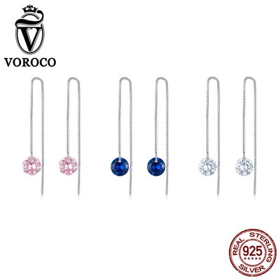 Voroco European 925 Sterling Silver Zircon Ear Line Earrings Jewelry ...